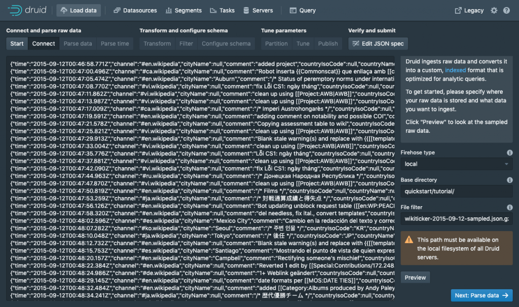 Data Loader_Druid加载数据_Druid加载本地文件_数据摄取